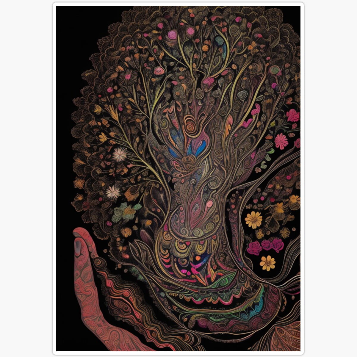 DOPASTICKER Human Hand Tree Anatomy Physicians Sticker Decorative ...