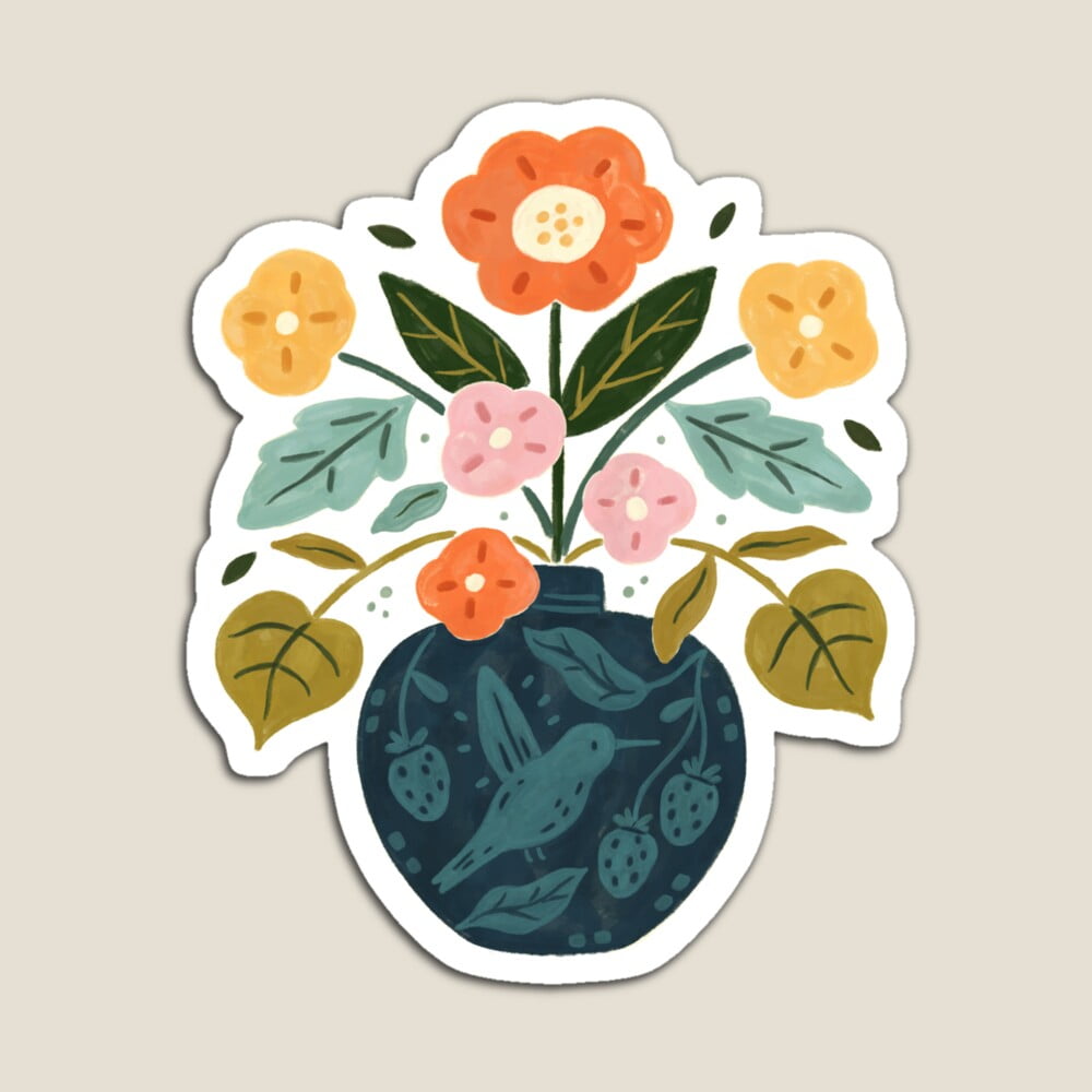 DOPASTICKER Hummingbird Flower Vase Sticker, Phone Sticker, Latop ...