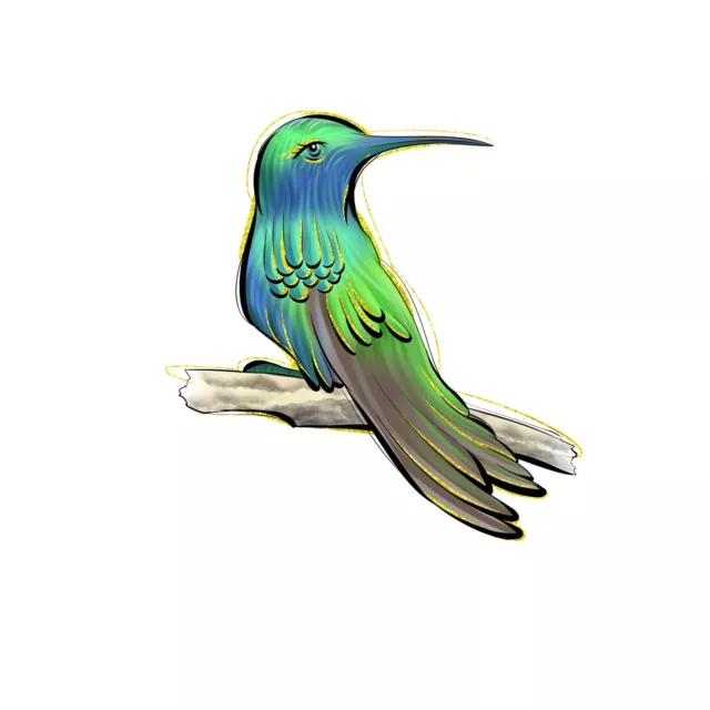 DOPASTICKER Hummingbird Sticker Always With You Love Bright Green ...