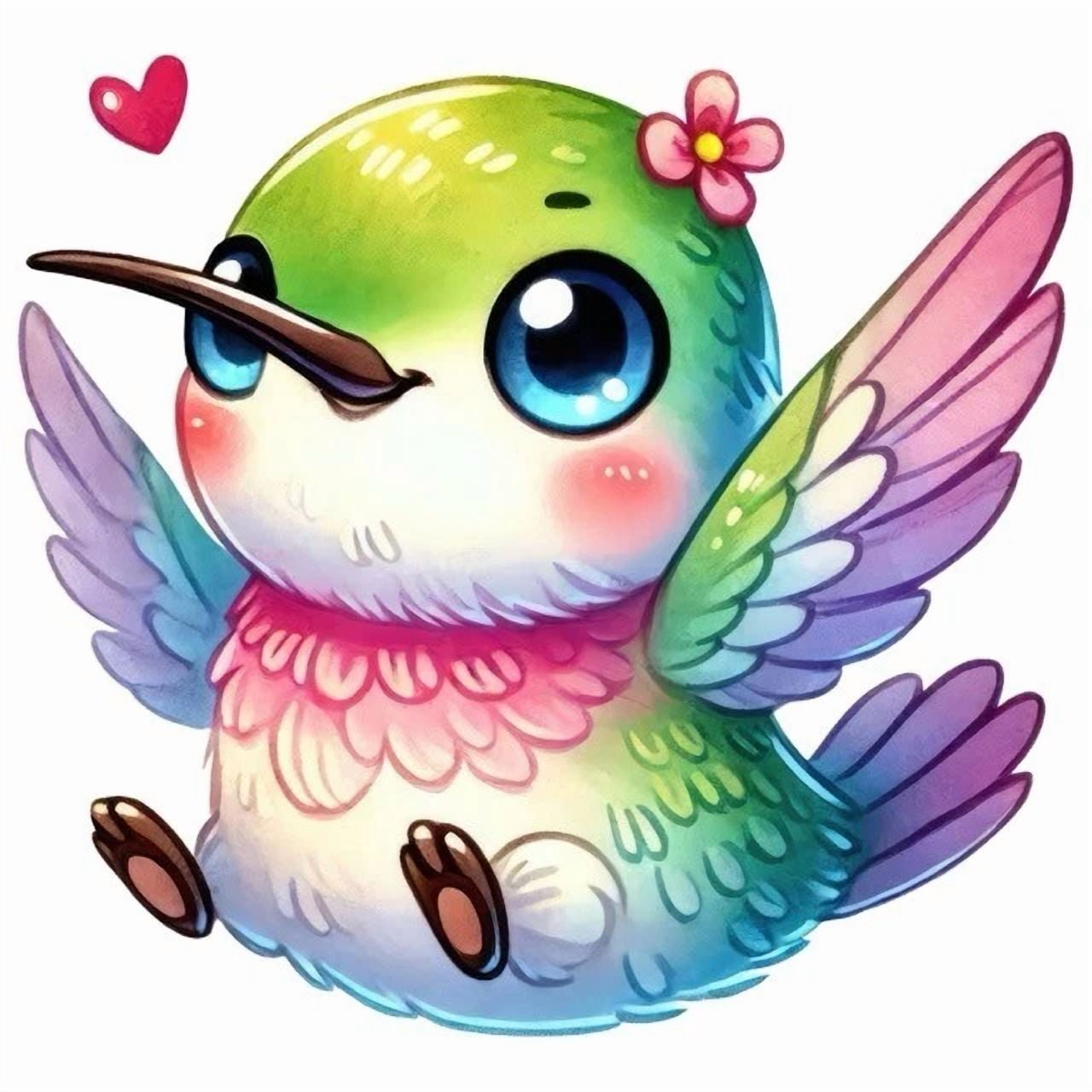 DOPASTICKER Hummingbird Sticker Delicate Bird Motif In Watercolour ...