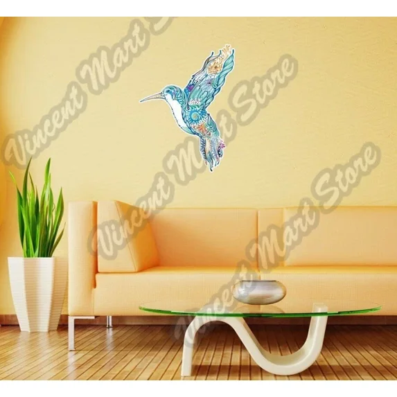 DOPASTICKER Hummingbird Tropical Bird Floral Wall Sticker Room Interior ...