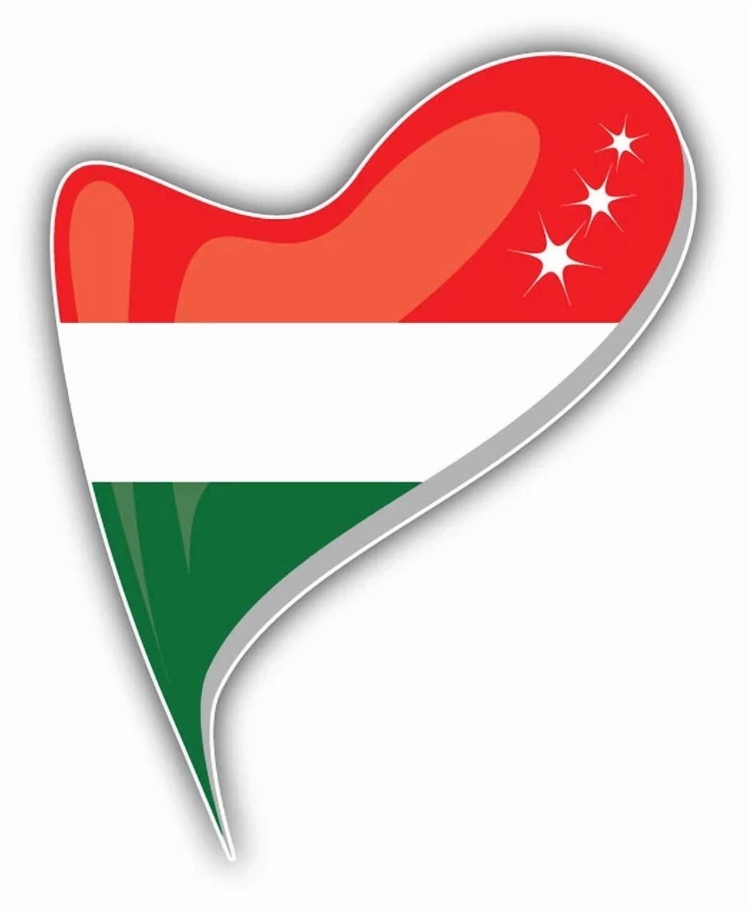 DOPASTICKER Hungary Flag Glossy Heart Sticker Decal Phone Decal Water ...