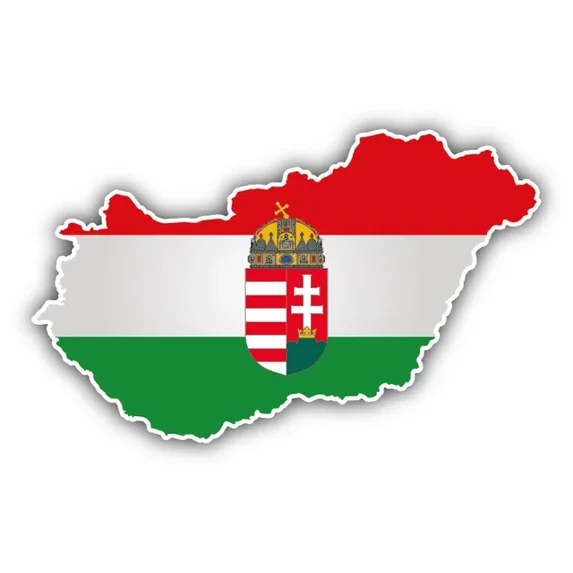 DOPASTICKER Hungary Map Flag Coat Of Arms Sticker Decal Phone Decal ...