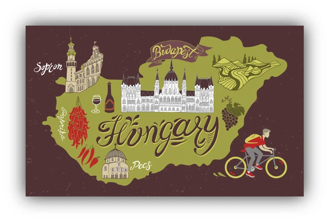 DOPASTICKER Hungary Map Top Places Vintage Sticker Decal Phone Decal ...