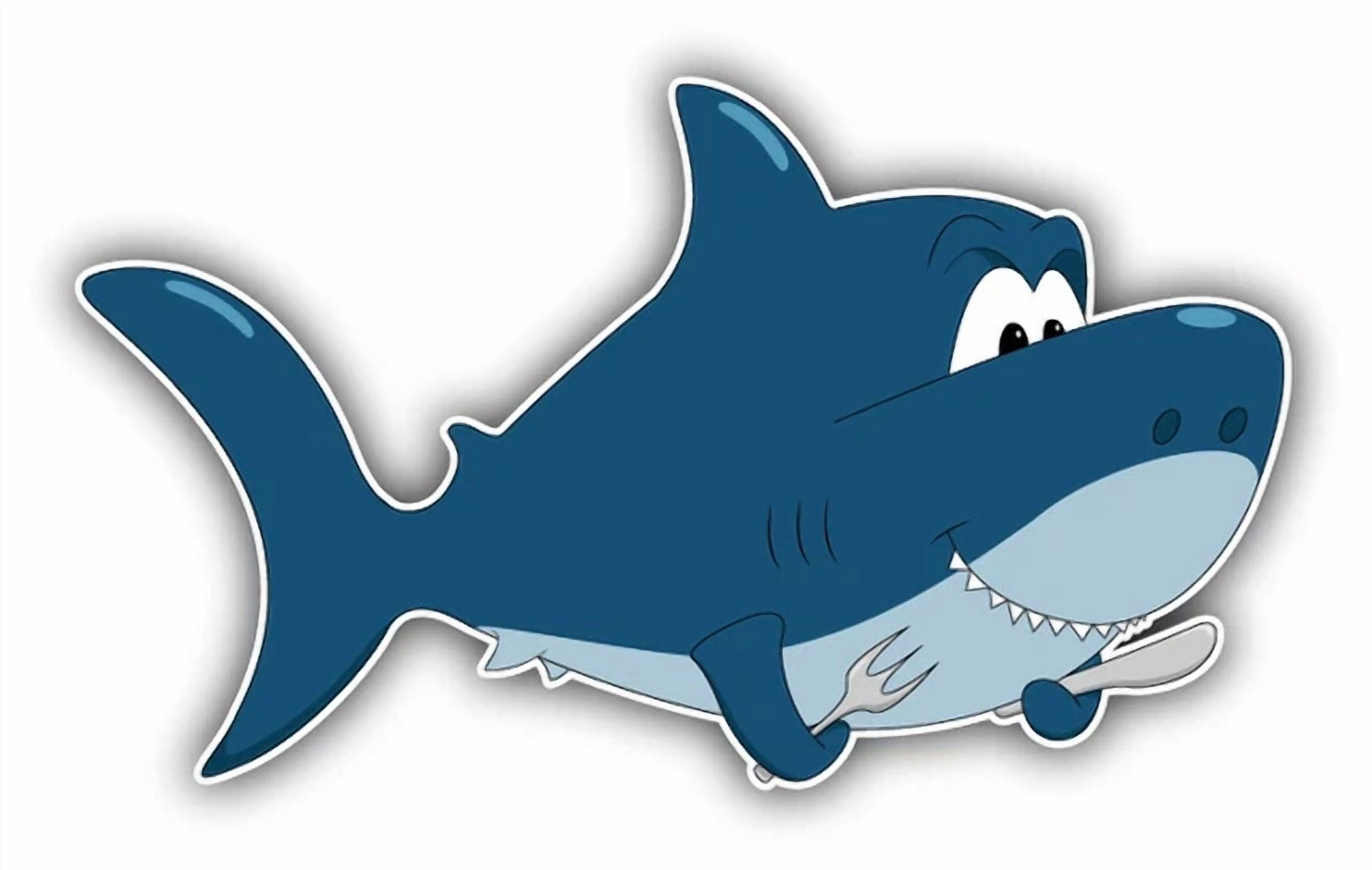 DOPASTICKER Hungry Shark Cartoon Sticker Decal Phone Decal Water Bottle ...
