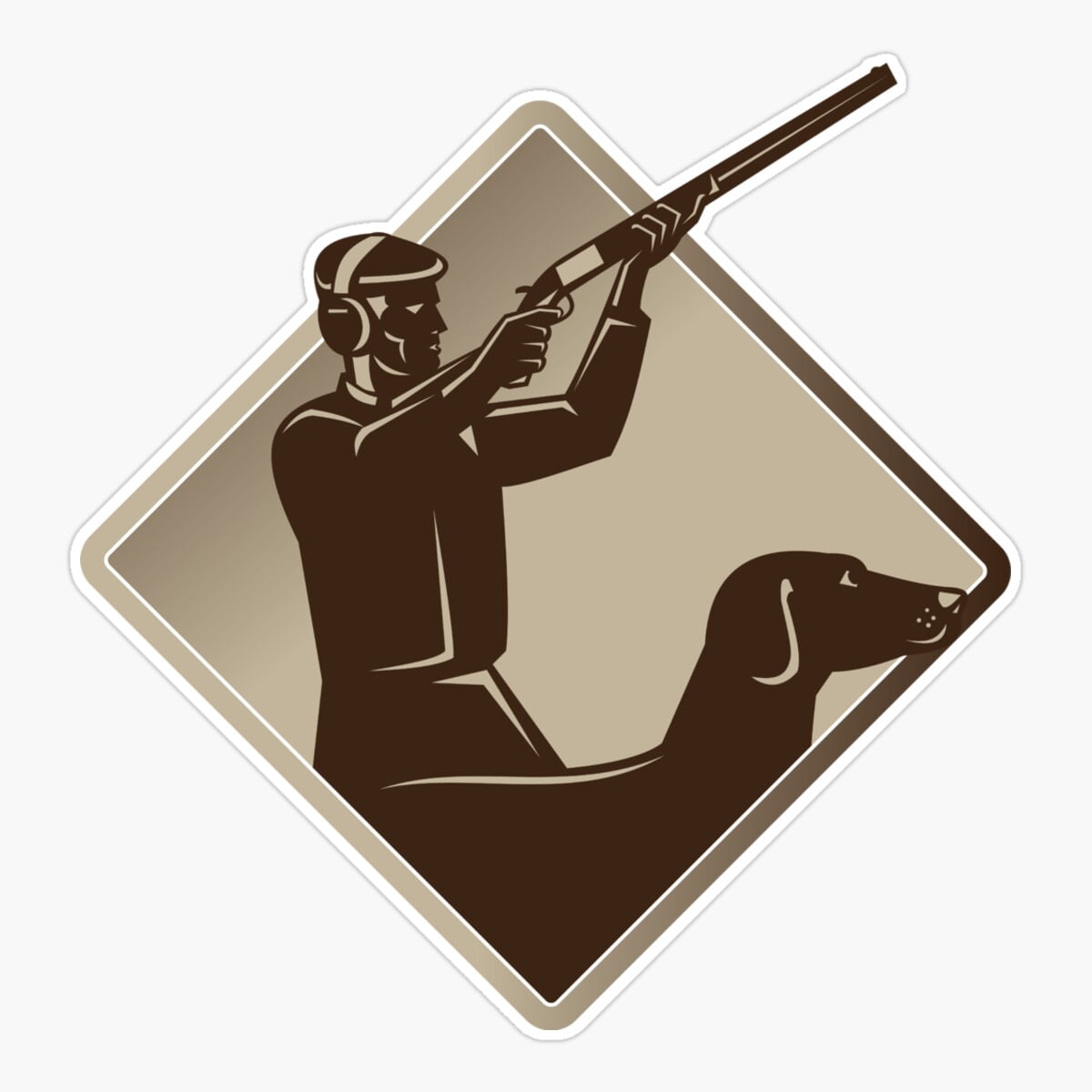 DOPASTICKER Hunter Ing Rile Retriever Dog Retro Sticker, Phone Sticker ...