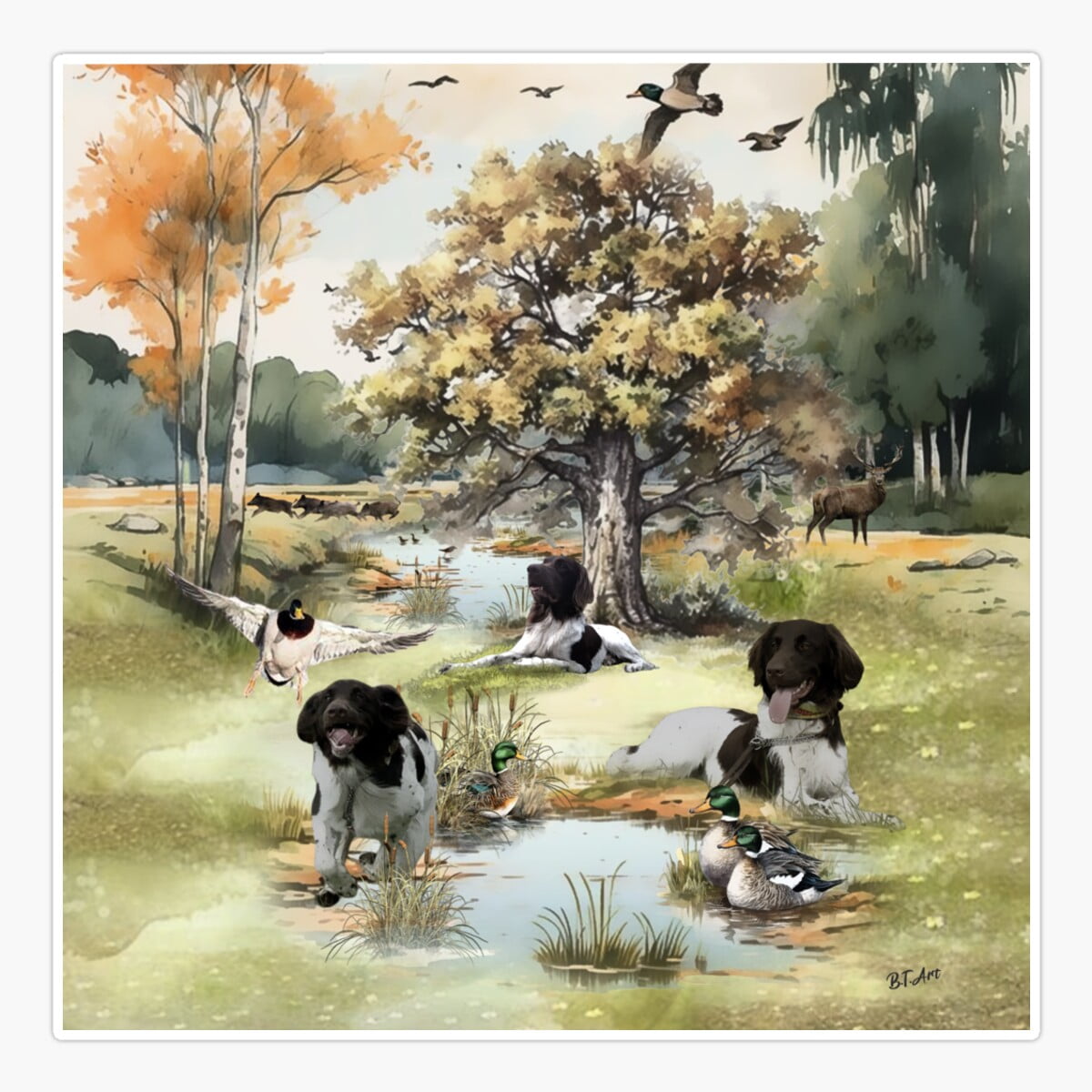 DOPASTICKER Hunting With Munsterlander Sticker, Phone Sticker Car ...