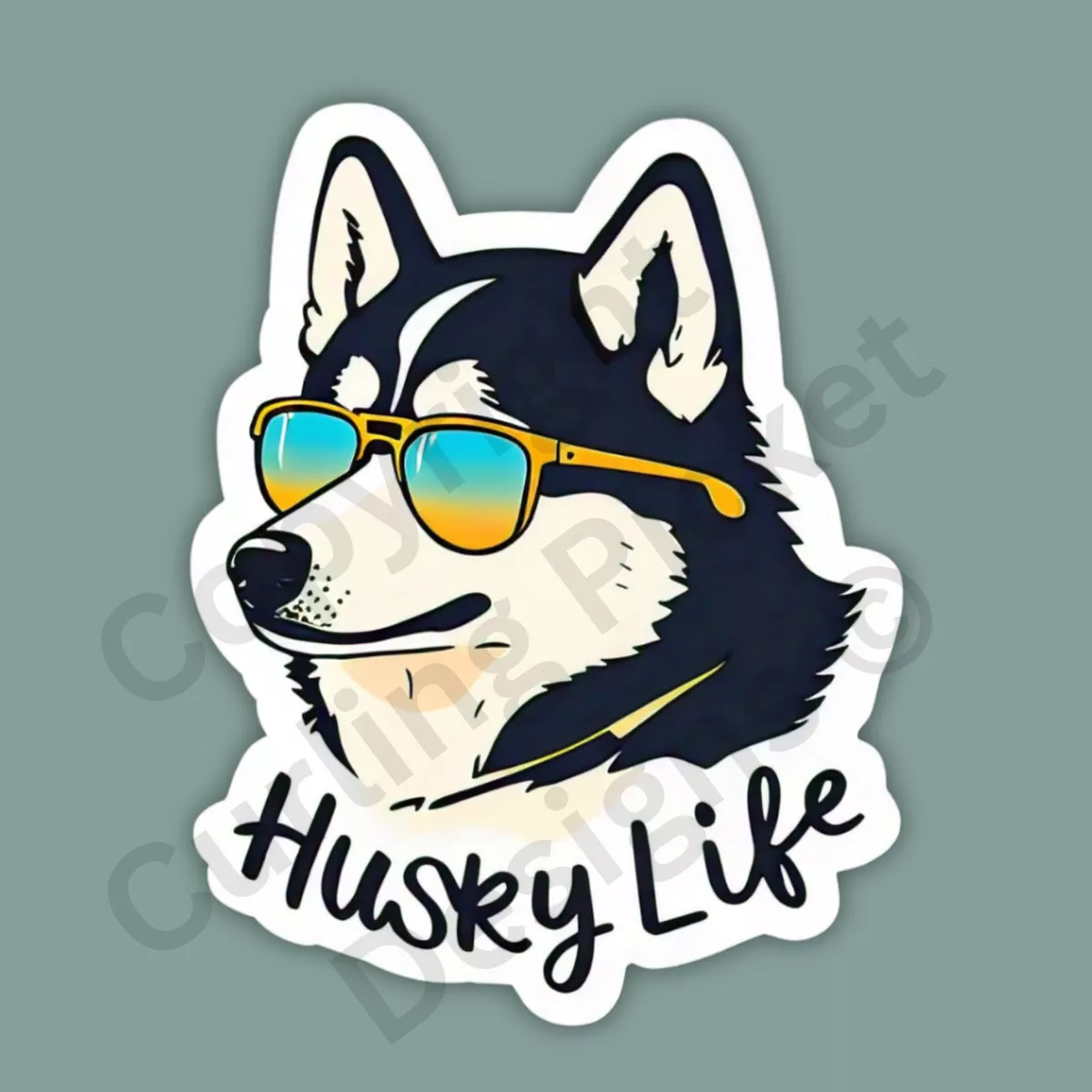 DOPASTICKER Husky Life Sungles Breed Dog Cool Sticker Waterproof ...