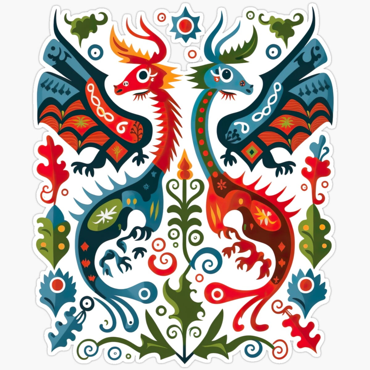 DOPASTICKER Hygge Scandinavian Cottagecore Design Of Fantasy Dragons ...