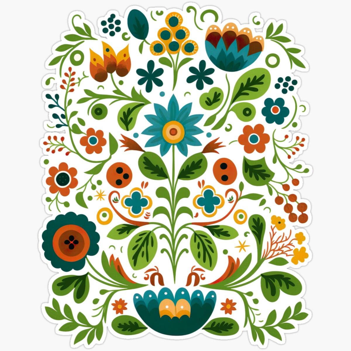 DOPASTICKER Hygge Scandinavian Cottagecore Design Of Flowers Sticker ...