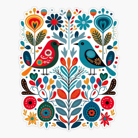 DOPASTICKER Hygge Scandinavian Cottagecore Of 2 Birds Sticker, Phone ...