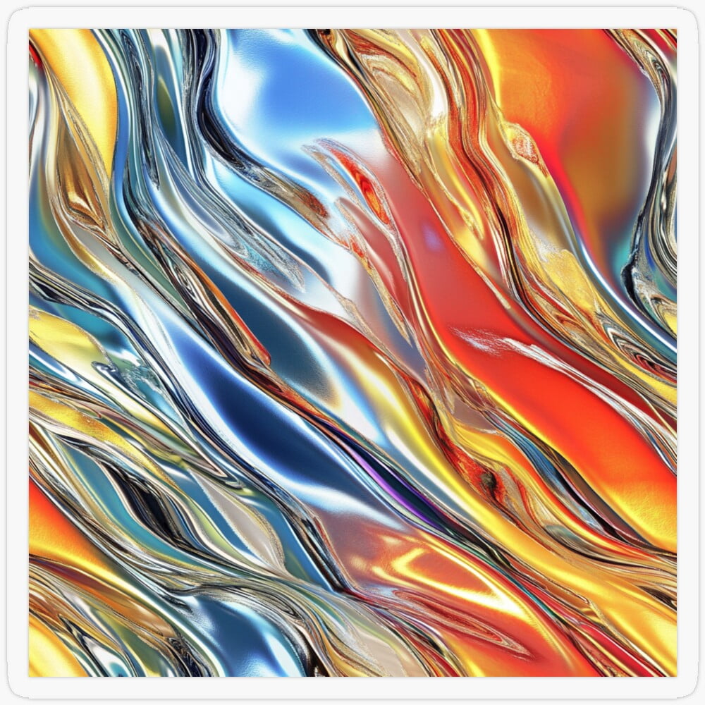 DOPASTICKER Hypnotic Silver Fluid Sticker Phone Decal Water Bottle ...