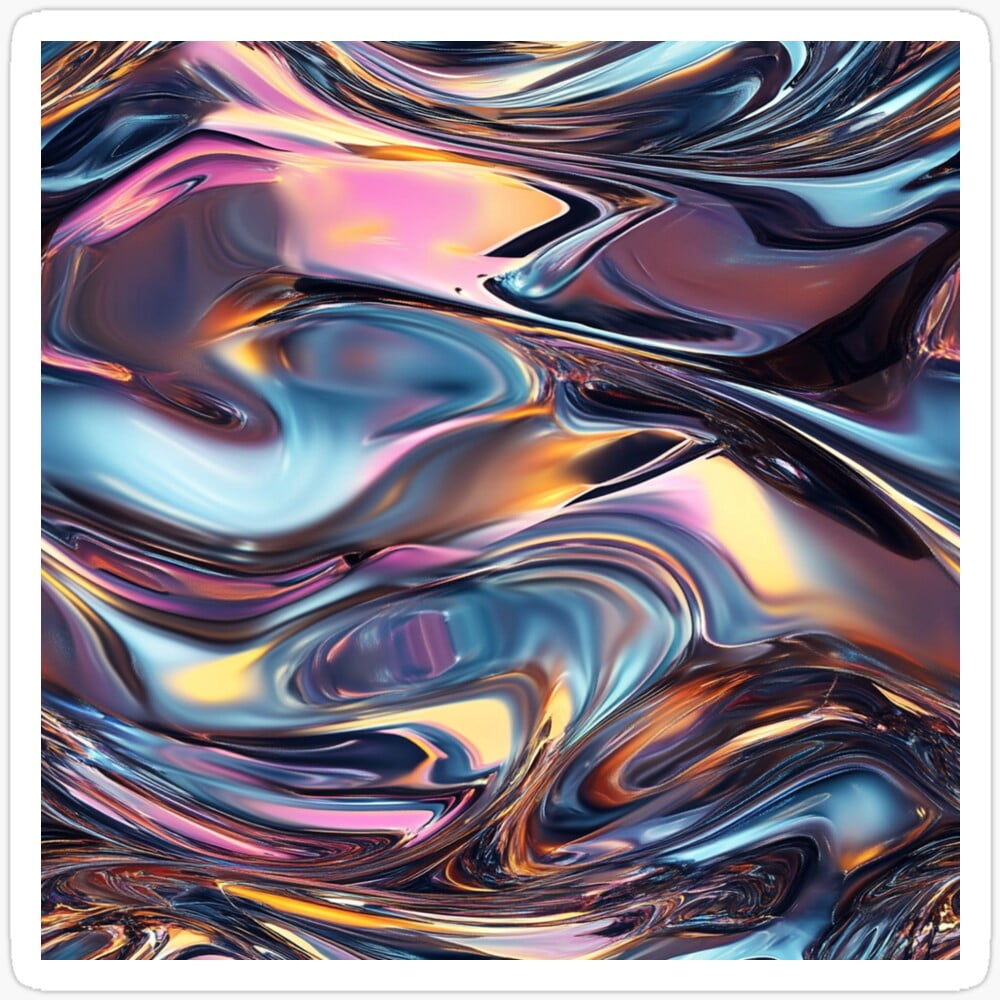 DOPASTICKER Hypnotic Silver Fluid Sticker Phone Decal Water Bottle Stickers, Cars Stickers ...