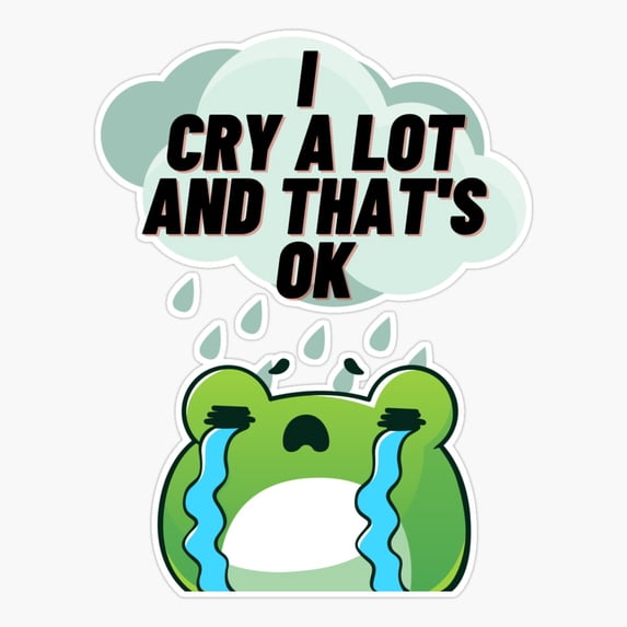 DOPASTICKER I Cry A Lot, And That'S Ok, Kawaii Chibi Crying Frog ...