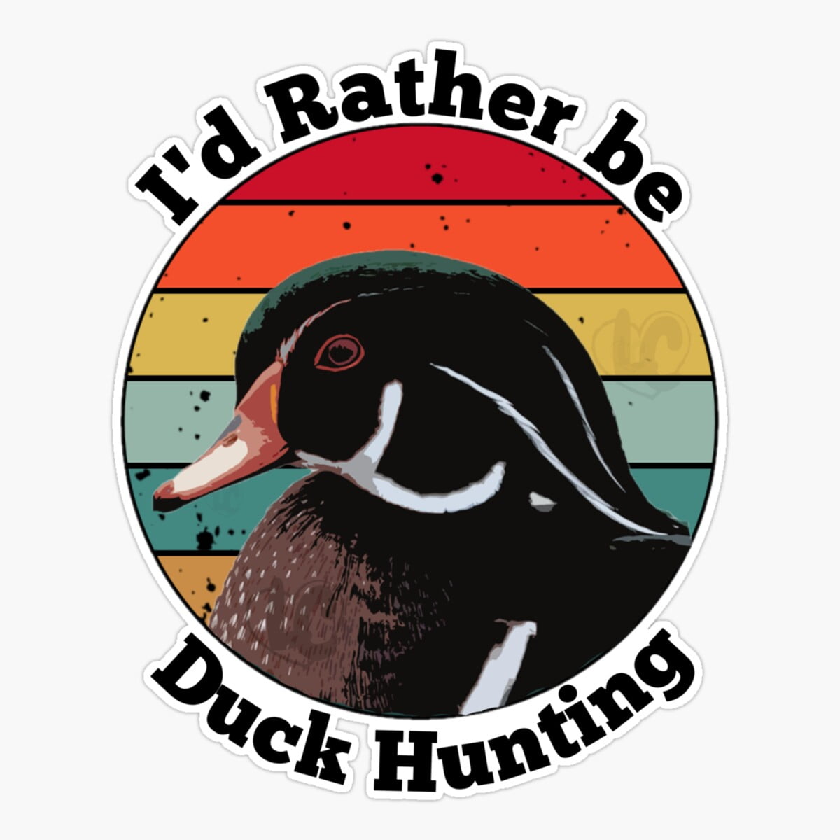 DOPASTICKER I'D Rather Be Duck Hunting , With Wood Duck Sticker ...