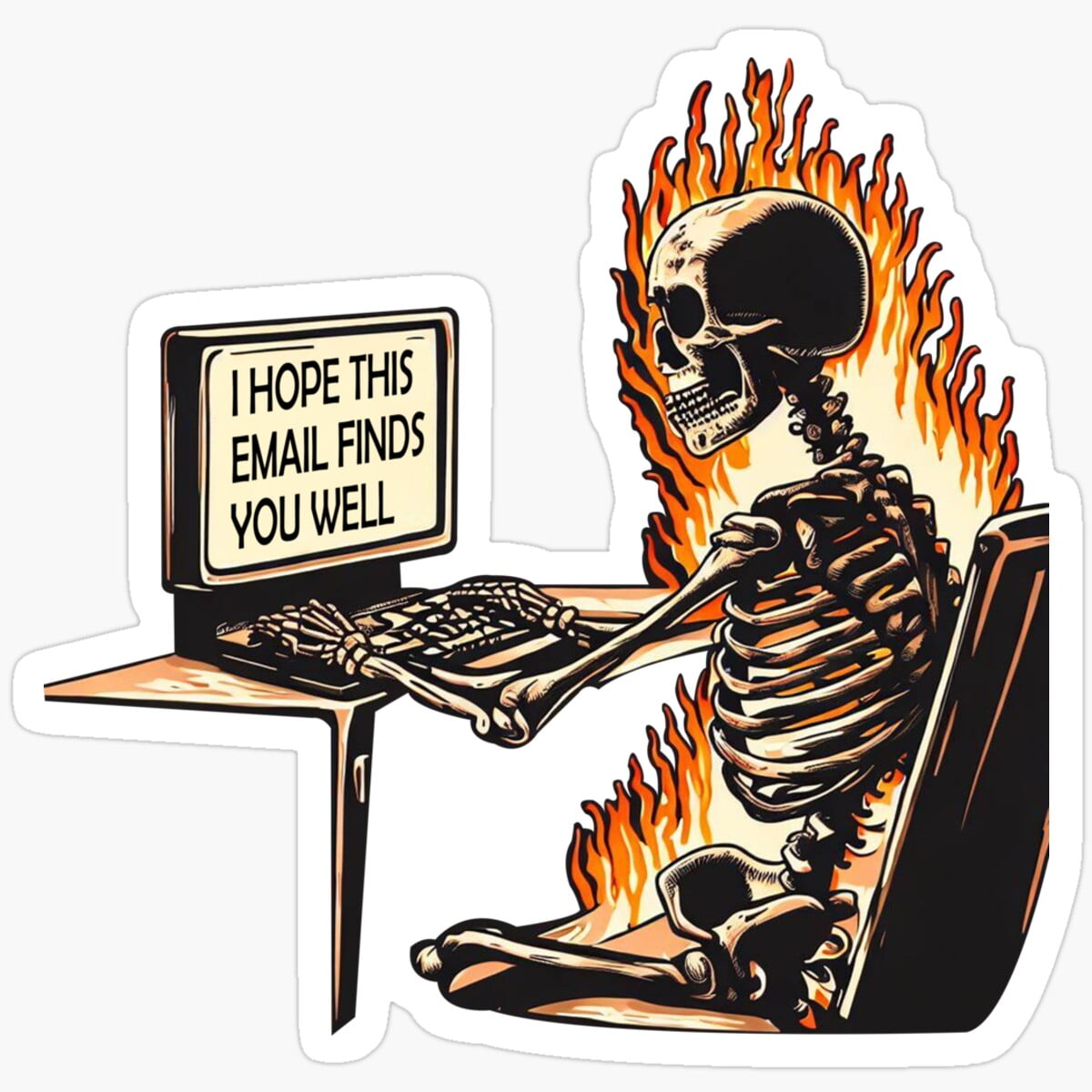 DOPASTICKER I Hope This Email Finds You Well Skeleton Sticker ...