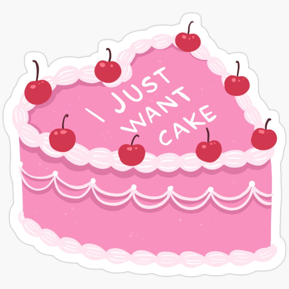 DOPASTICKER I Just Want Cake Sticker Phone Decal Water Bottle Stickers ...