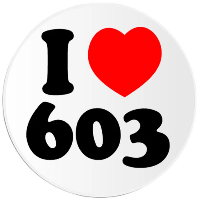 DOPASTICKER I Love 603 Sticker, Area Code Manchester Nh Phone Decal ...