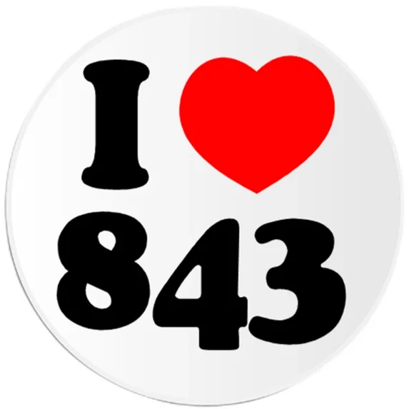 DOPASTICKER I Love 843 Sticker, Area Code Charleston Sc Phone Decal ...
