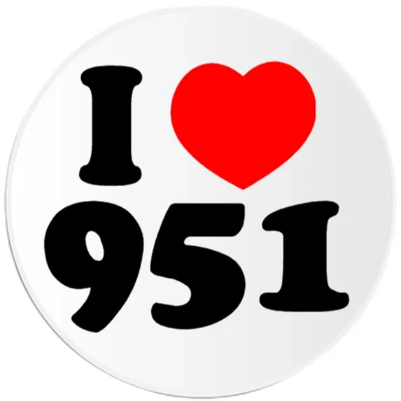DOPASTICKER I Love 951 Sticker, Area Code Riverside California Phone ...
