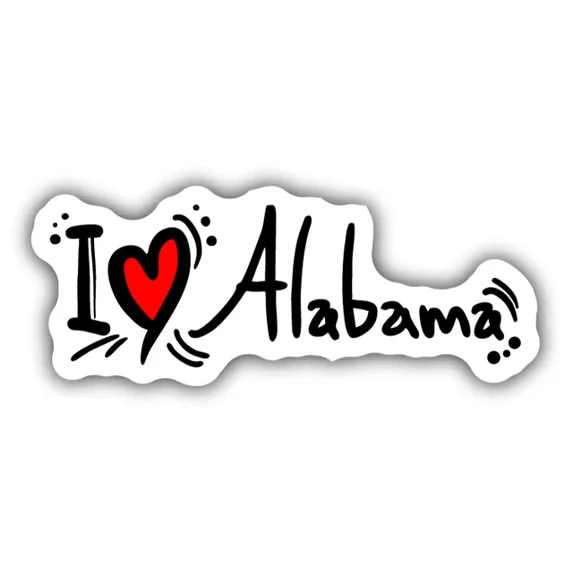 DOPASTICKER I Love Alabama Travel Car Sticker Phone Decal Water Bottle ...