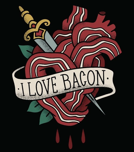 DOPASTICKER I Love Bacon Sticker Heart Dagger Retro Style Phone Decal ...
