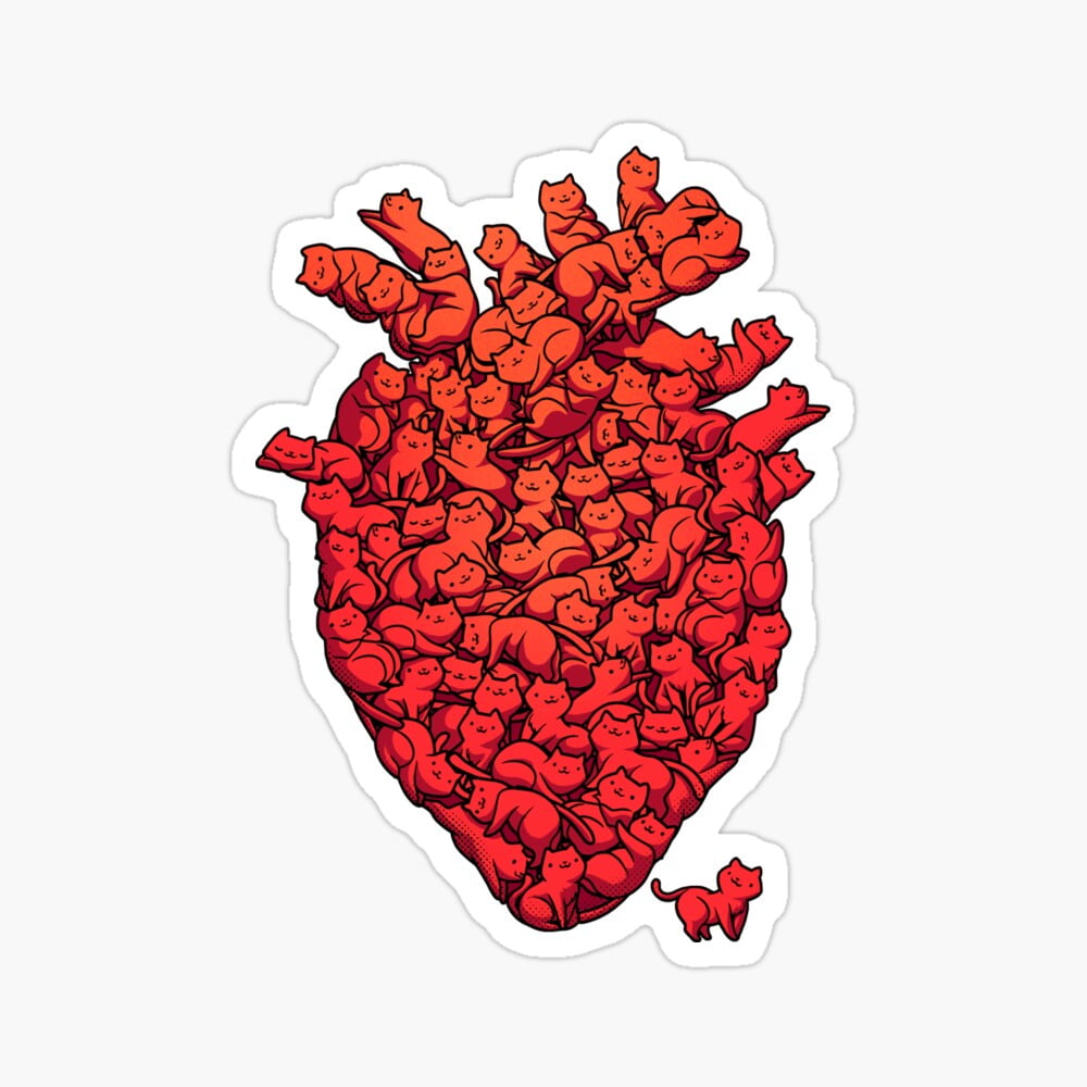 DOPASTICKER I Love Cat Heart - Hot Trending Sticker Phone Decal Water ...