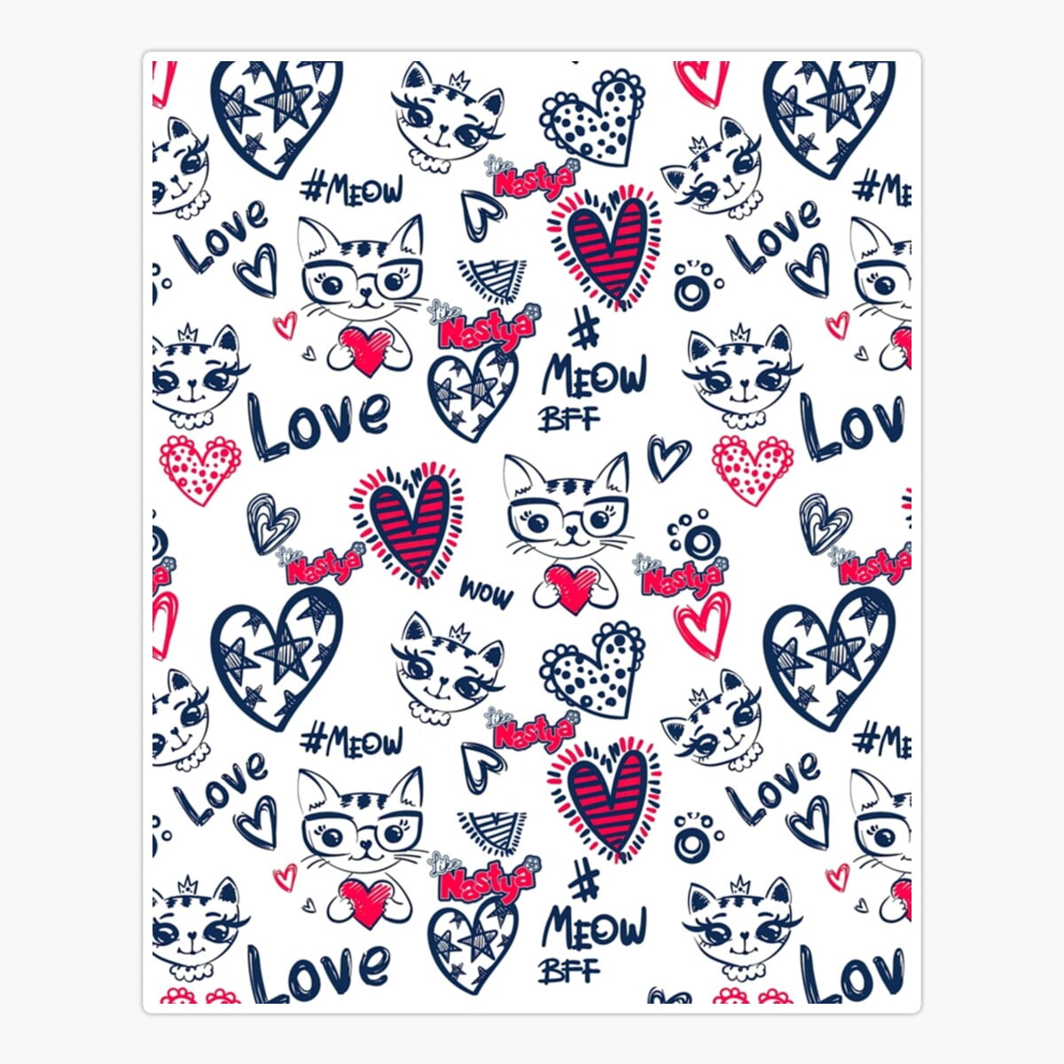 DOPASTICKER I Love Cats Like Nastya Show, Kids Nastya Show Graphic ...