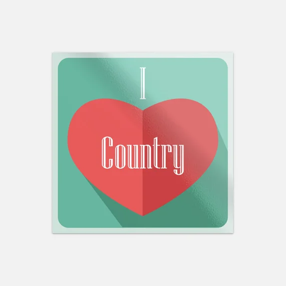 DOPASTICKER I Love Country Heart Music Sticker Gift You, Phone Sticker ...