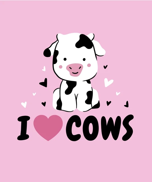 DOPASTICKER I Love Cows Paper Sticker Pink Cute Moo Heifer Milk Farm ...