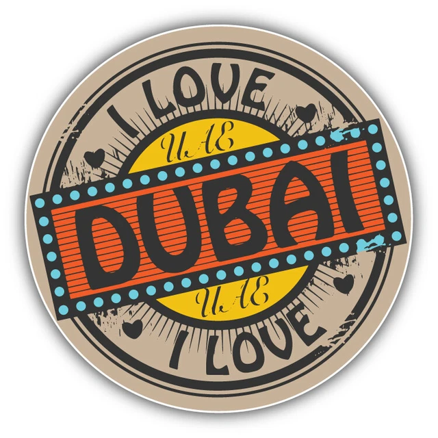 DOPASTICKER I Love Dubai Uae Travel Label Sticker Decal Phone Decal ...