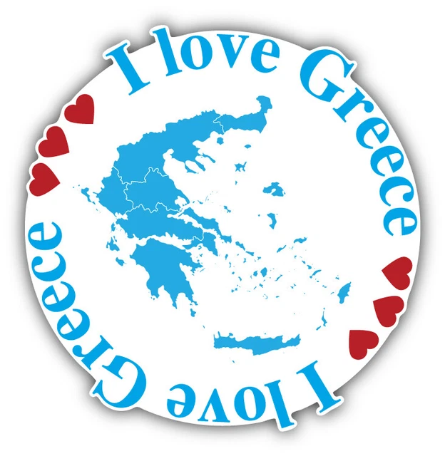 DOPASTICKER I Love Greece Map Label Sticker Decal Phone Decal Water ...