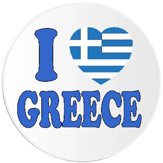 DOPASTICKER I Love Greece Sticker, Greek Flag Phone Decal Water Bottle ...