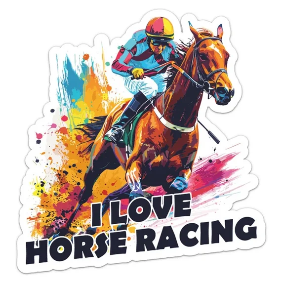DOPASTICKER I Love Horse Racing Sticker Decal Phone Decal Water Bottle ...