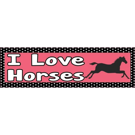 DOPASTICKER I Love Horses Pink Animals Sticker Phone Sticker, Latop ...