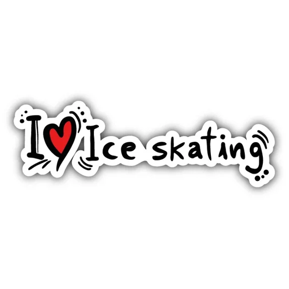 DOPASTICKER I Love Ice Skating Sticker Decal Phone Decal Water Bottle ...