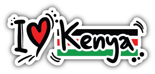 DOPASTICKER I Love Kenya Flag Car Sticker Phone Decal Water Bottle ...