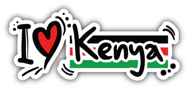 DOPASTICKER I Love Kenya Flag Slogan Sticker Decal Phone Decal Water ...