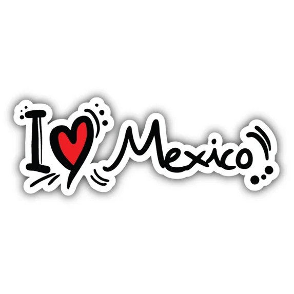 DOPASTICKER I Love Mexico Car Sticker Phone Decal Water Bottle Stickers ...