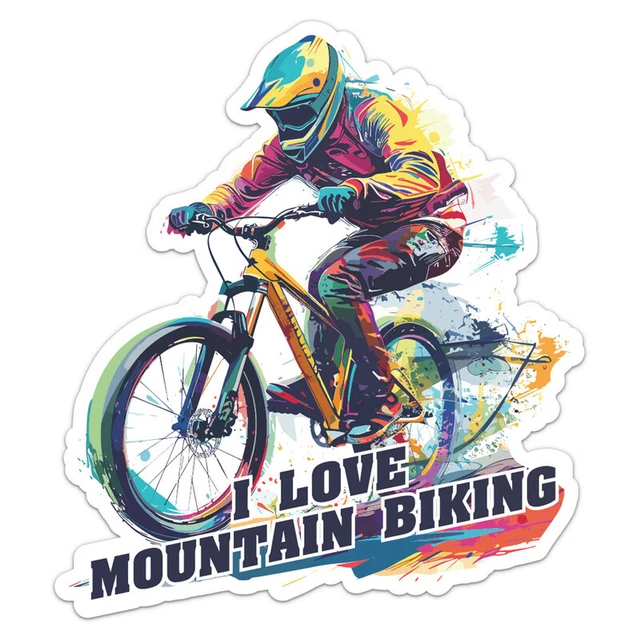DOPASTICKER I Love Mountain Cycling Sticker Decal Phone Decal Water ...