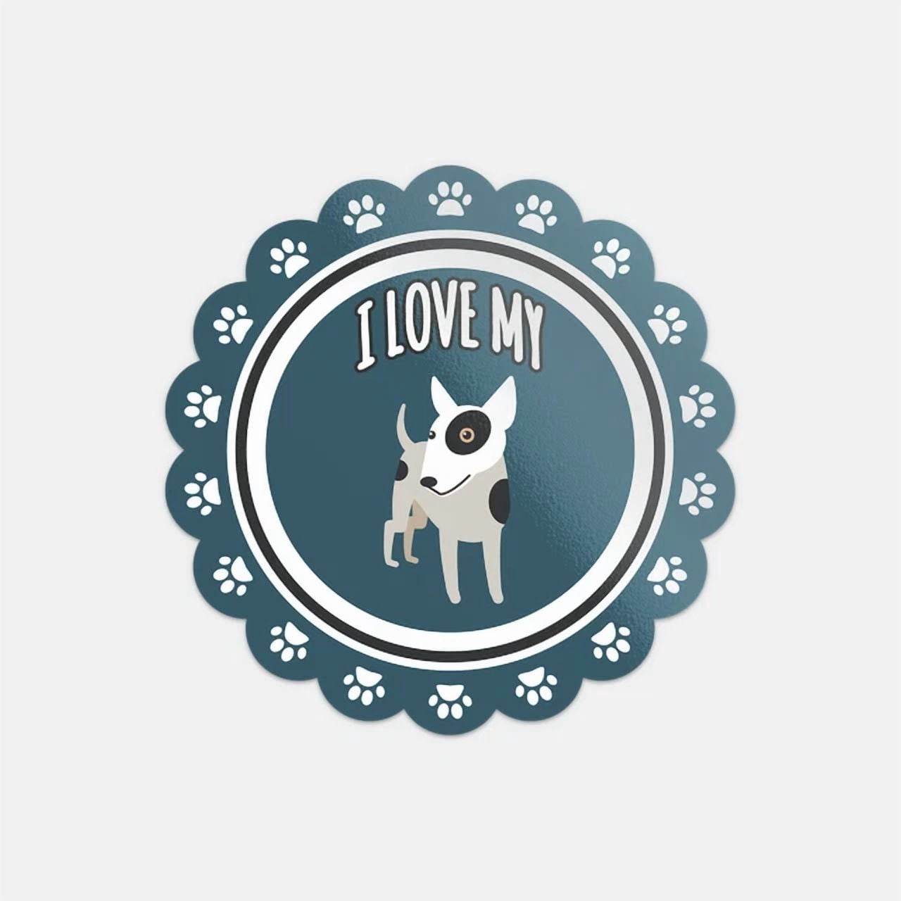 DOPASTICKER I Love My Bullterier Animal Badge Sticker Decal Phone Decal ...