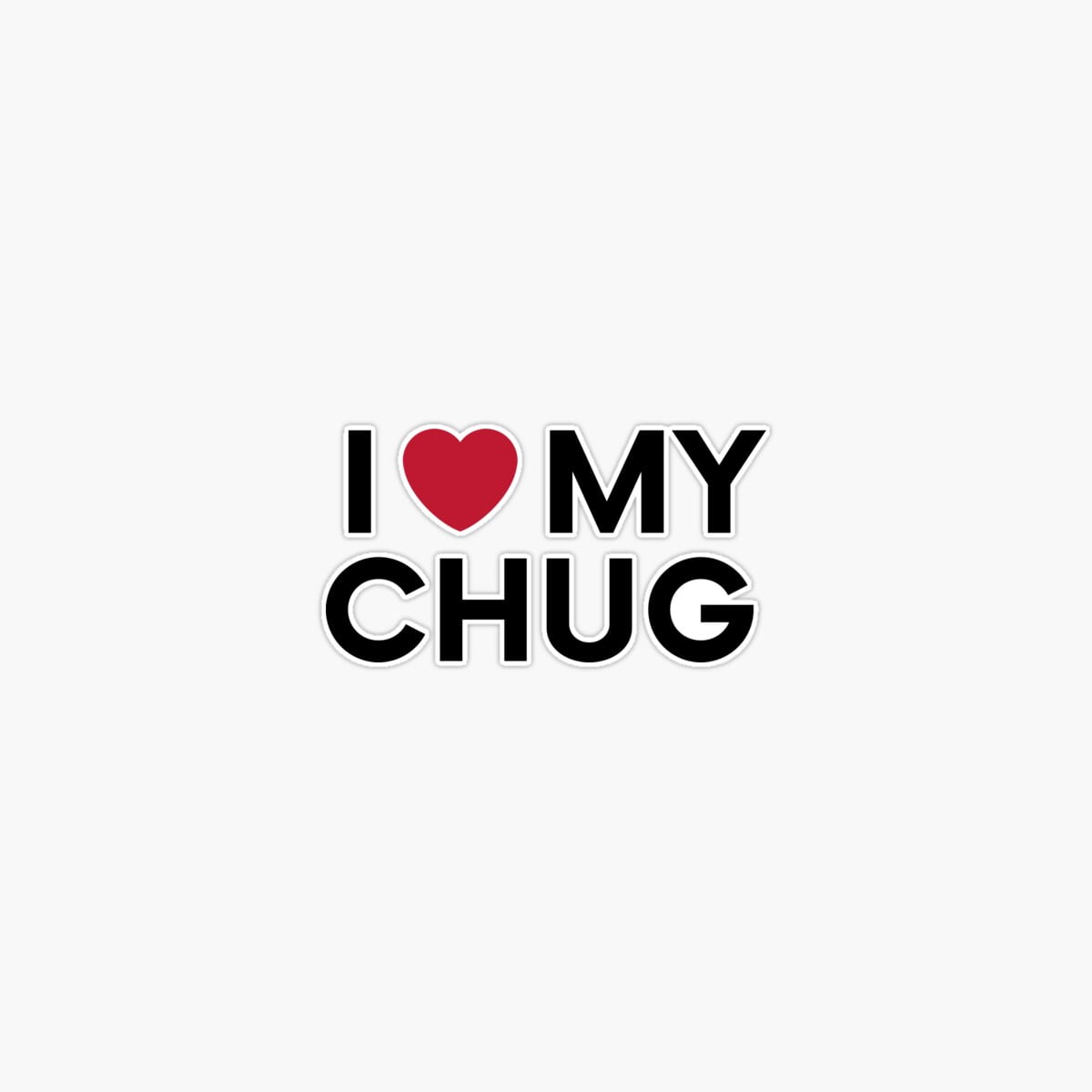 DOPASTICKER I Love My Chug Dog, Chihuahua And Pug Mix, Phone Sticker ...