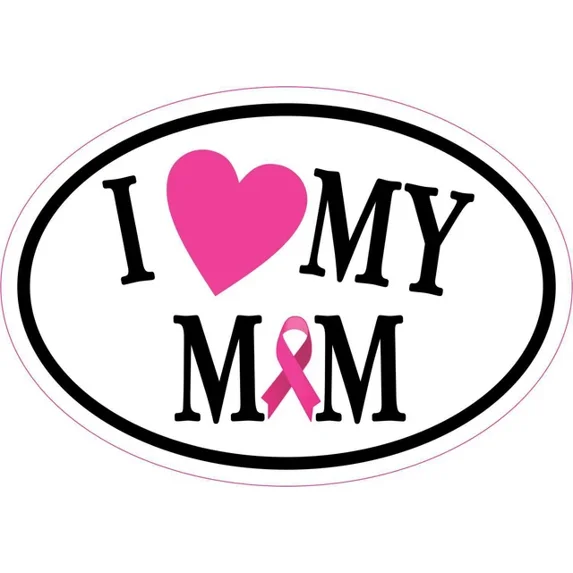 DOPASTICKER I Love My Mom Breast Cancer Ribbon Sticker Car Sticker ...
