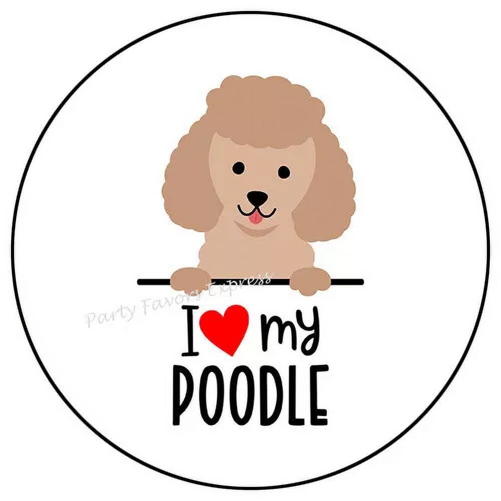DOPASTICKER I Love My Poodle Dog Stickers Favors Phone Decal Water ...