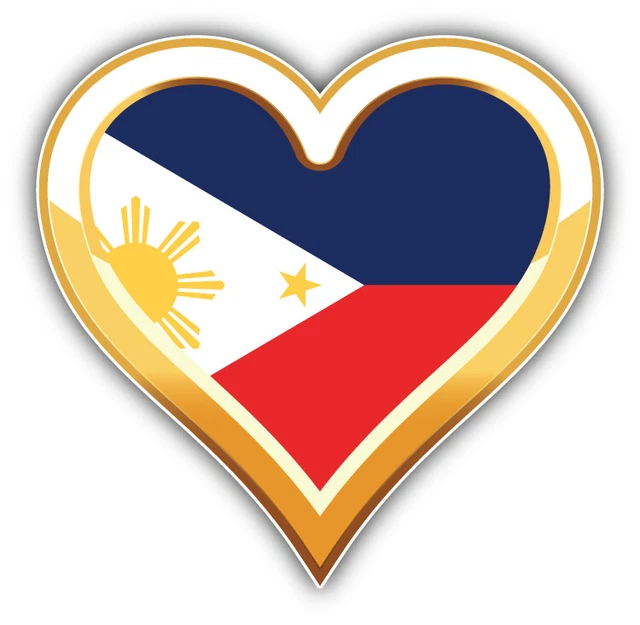 DOPASTICKER I Love Philippines Golden Heart Flag Car Sticker Phone ...