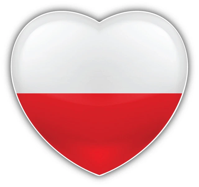 DOPASTICKER I Love Poland Glossy Heart Flag Sticker Decal Phone Decal ...
