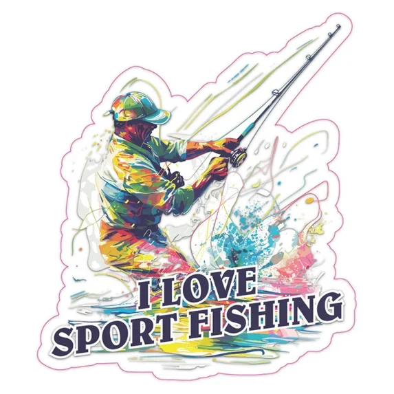 DOPASTICKER I Love Sport Fishing Sticker Decal Phone Decal Water Bottle ...