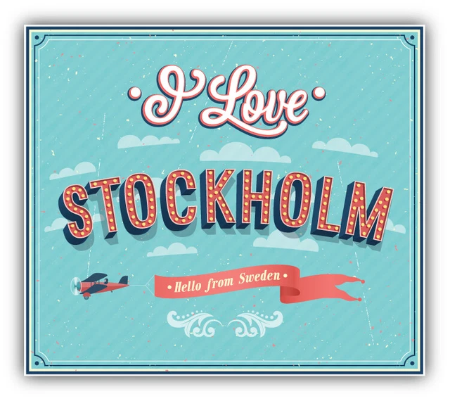 DOPASTICKER I Love Stockholm Sweden Vintage Travel Sticker Decal Phone ...