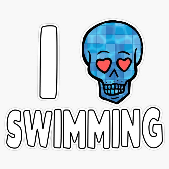 DOPASTICKER I Love Swimming Skull Sticker, Phone Sticker Car Sticker ...
