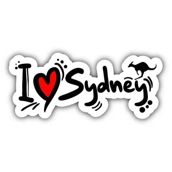 DOPASTICKER I Love Sydney Travel Slogan Sticker Decal Phone Decal Water ...